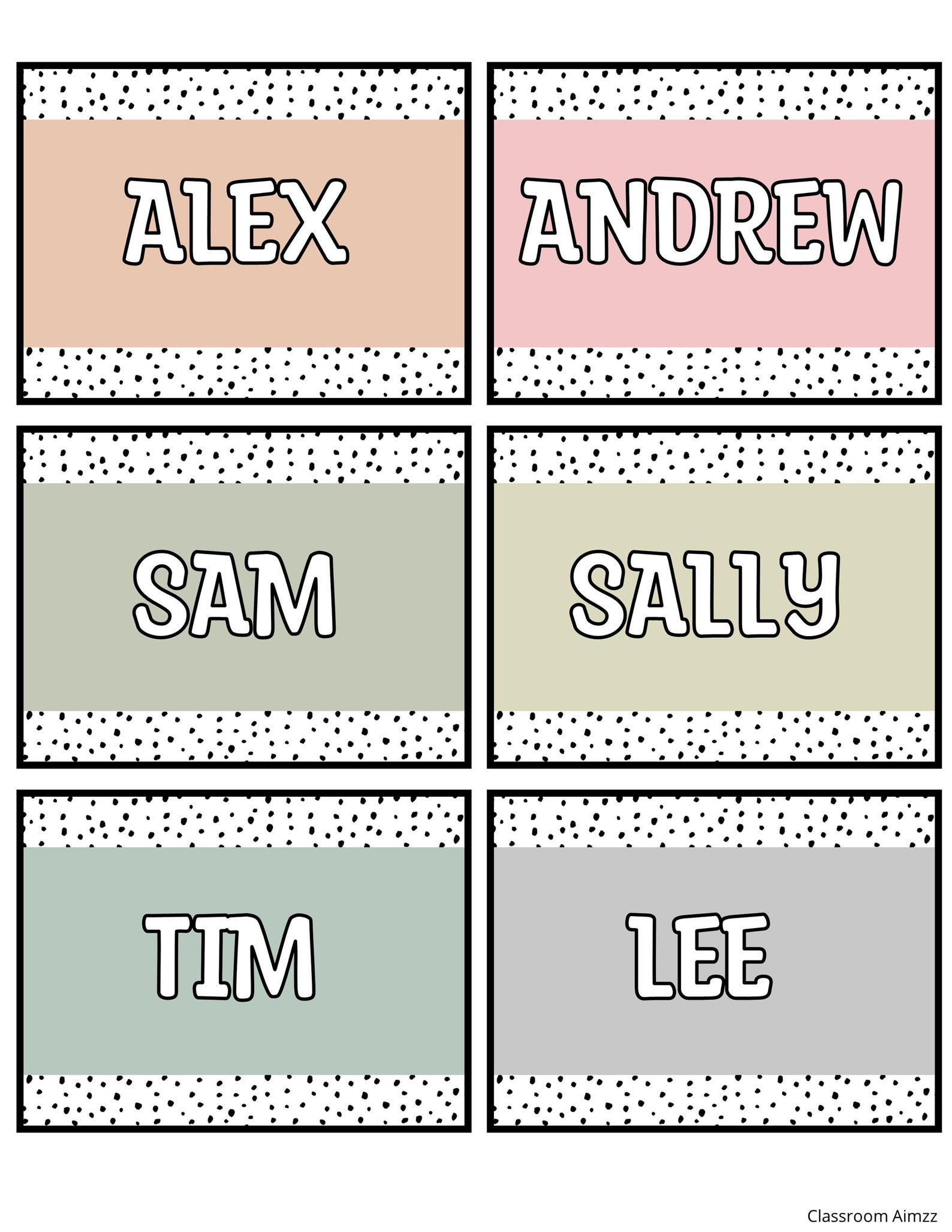 Printable Spotty Name Labels, Back to School Nametags, Boho Spotty ...