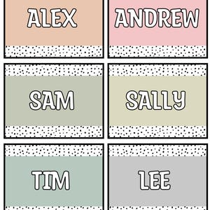 Printable Spotty Name Labels, Back to School Nametags, Boho Spotty ...