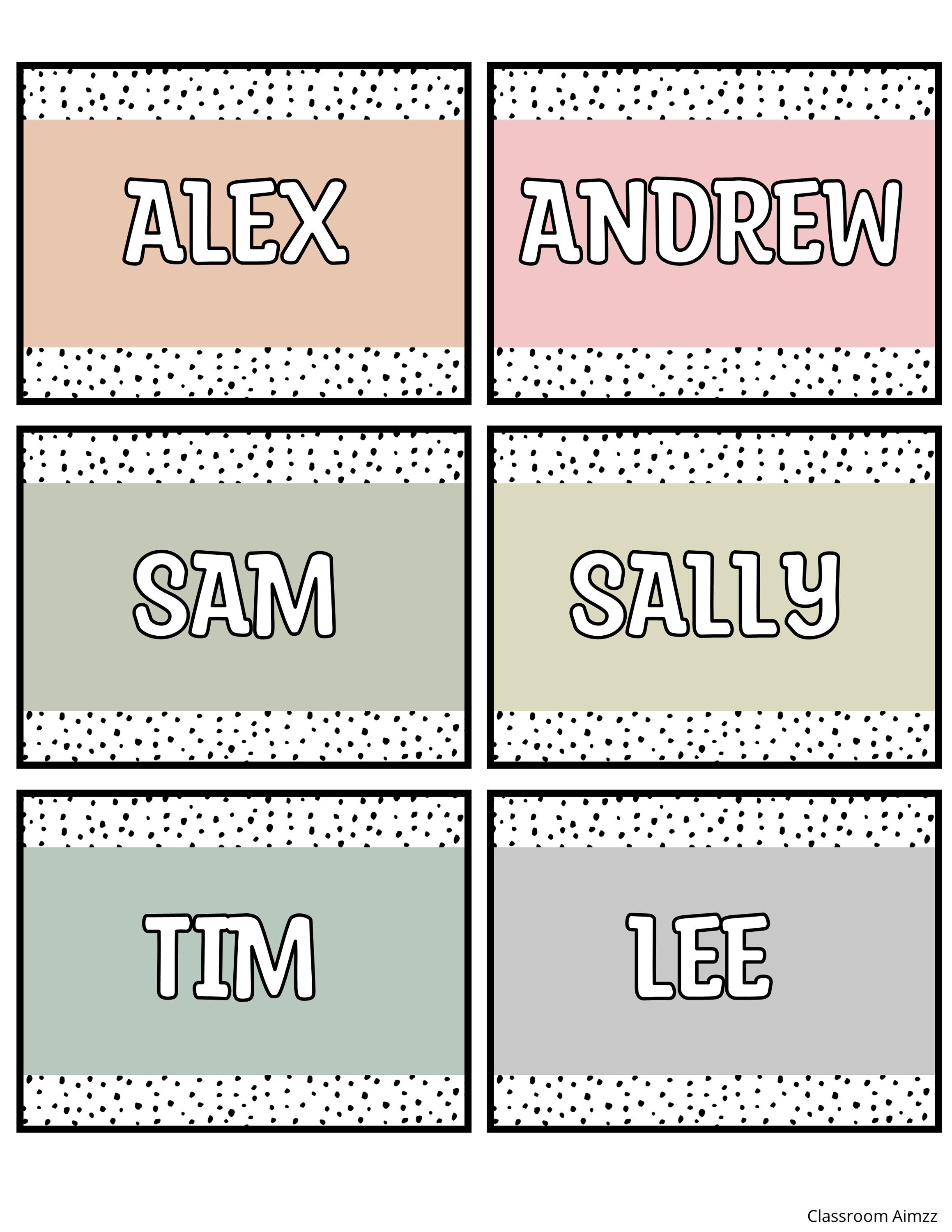 Printable Spotty Name Labels, Back to School Nametags, Boho Spotty ...