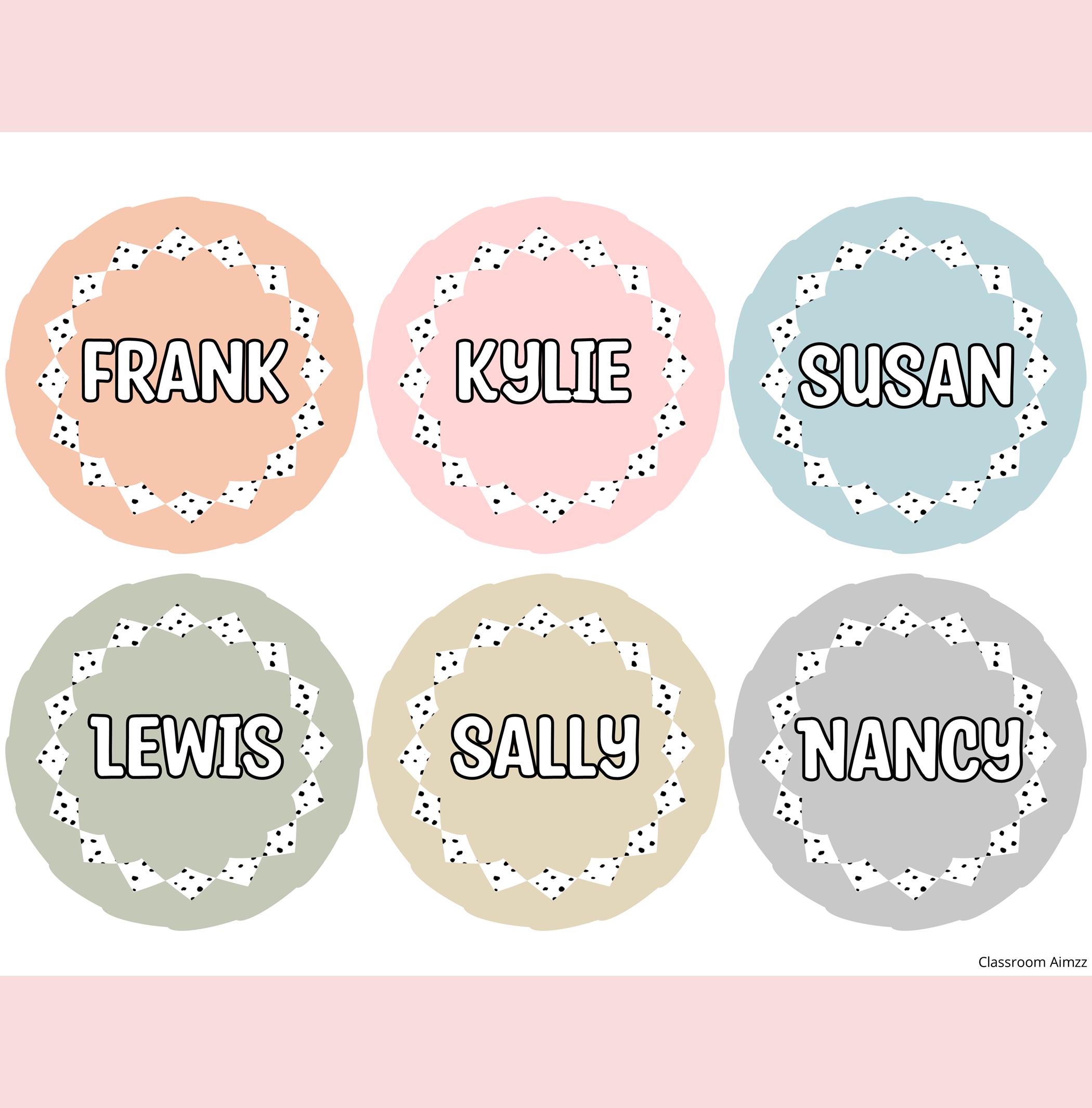Printable Boho Neutral Spotty Student Name Plates, Name Cards, Cubby ...