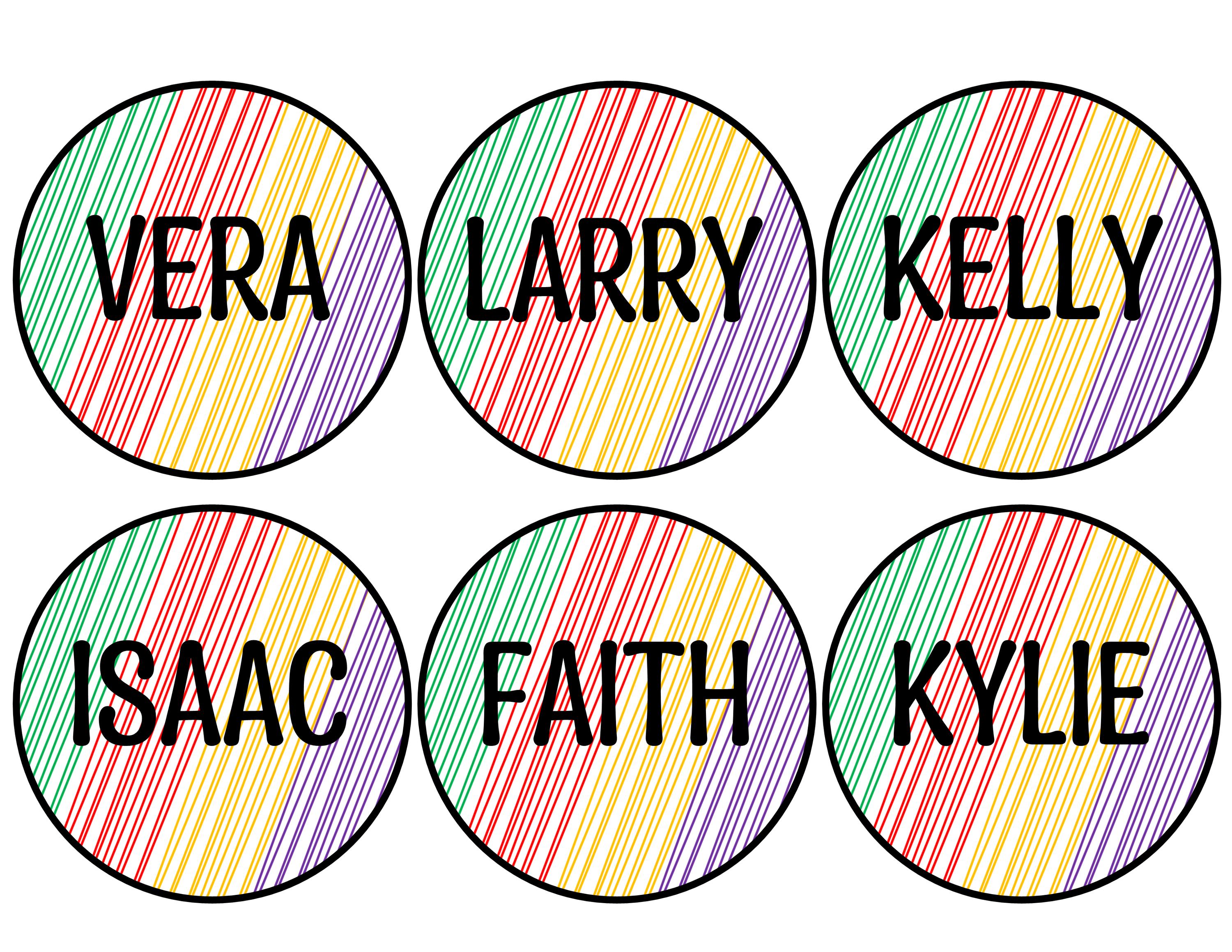 Printable Colorful Round Student Name Labels, Editable Classroom Labels ...