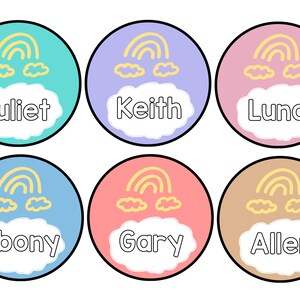 Back to School Rainbow Theme Round Student Name Labels, Bright Rainbow ...