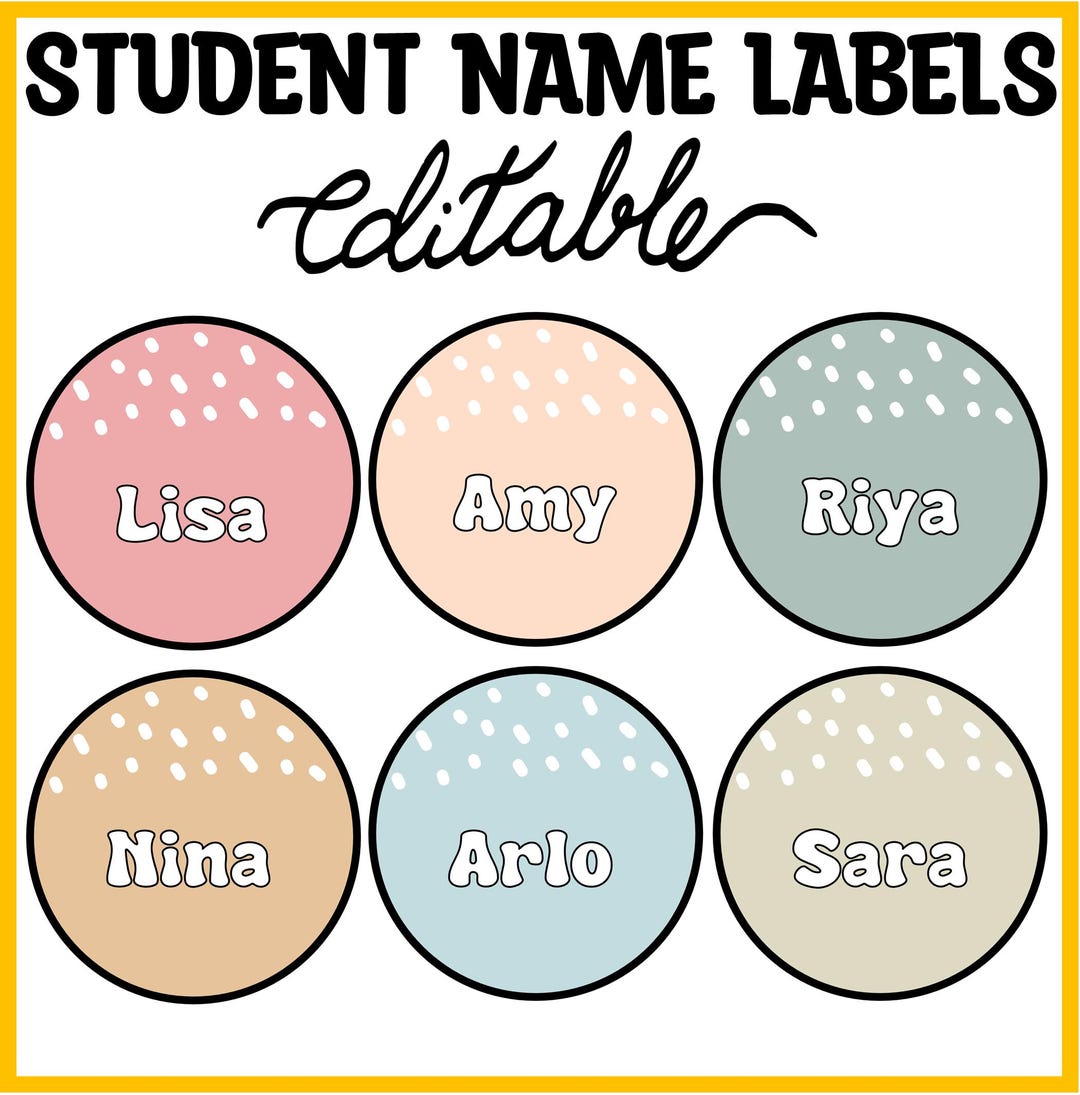 Back to School Printable Boho Neutral Student Name Tags, Boho Nametags ...