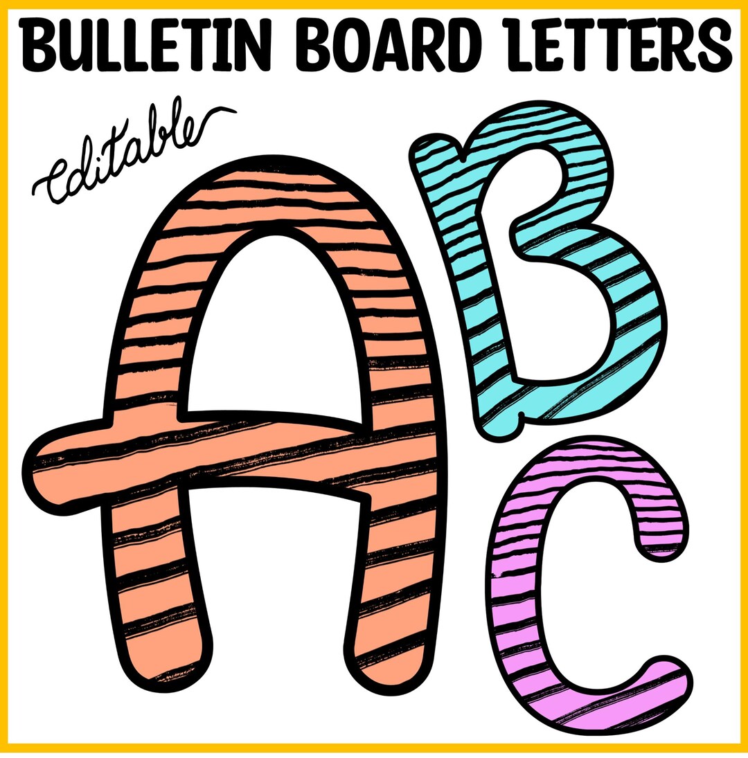 Printable Abstract Wavy Patters Bulletin Board Letters, Editable ...