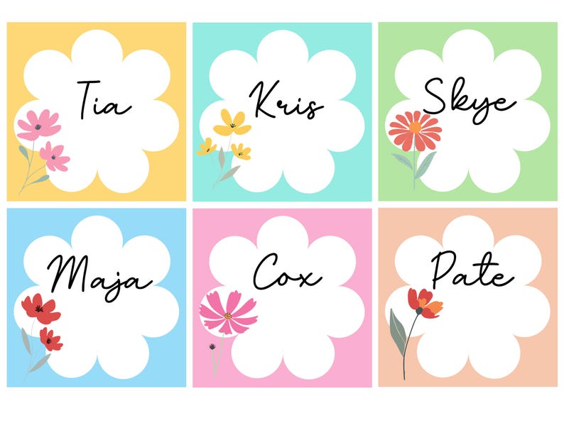 Colorful Spring Student Name Labels, Spring Name Plates, Spring Bin ...