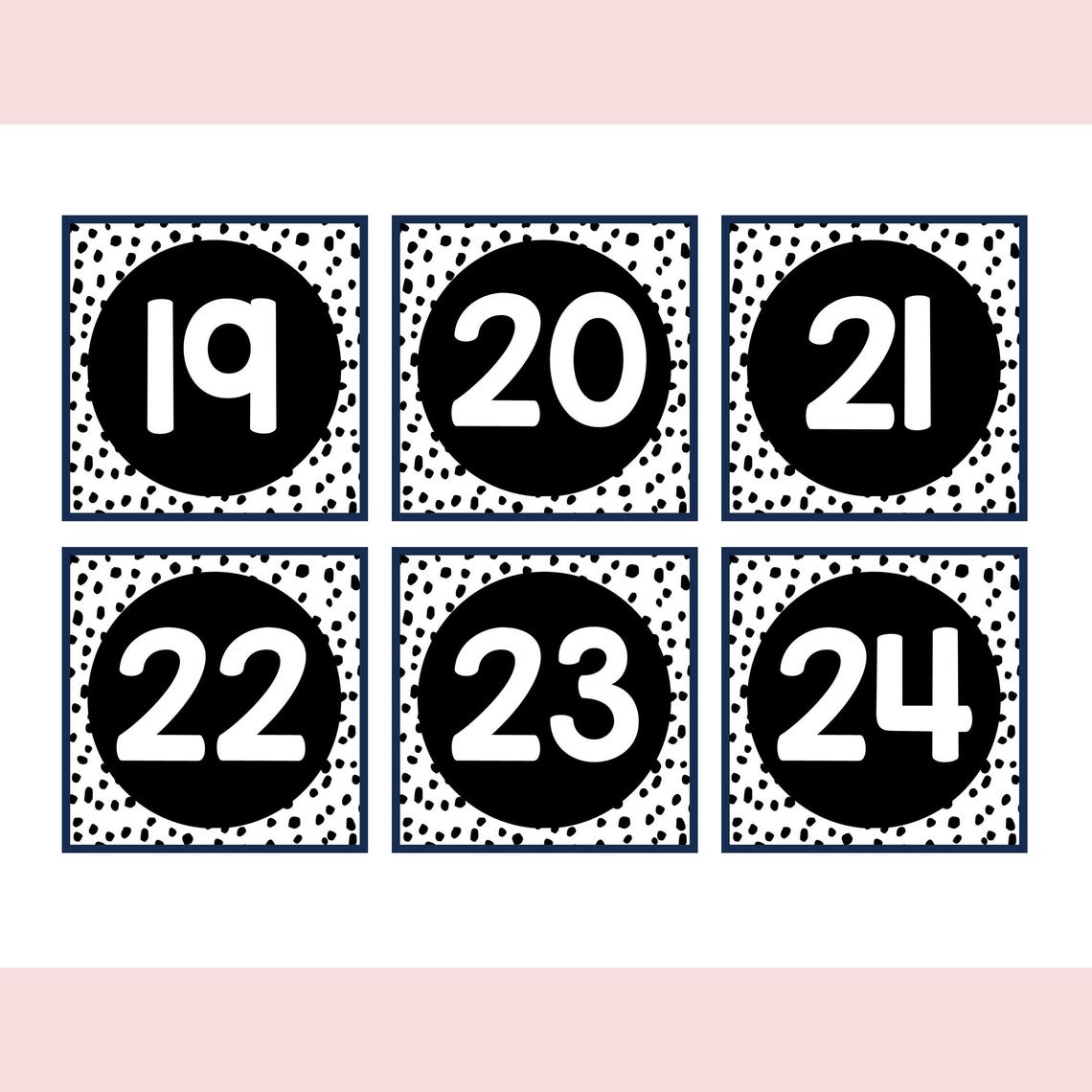 Printable Black and White Number Labels, Classroom Calendar Numbers ...