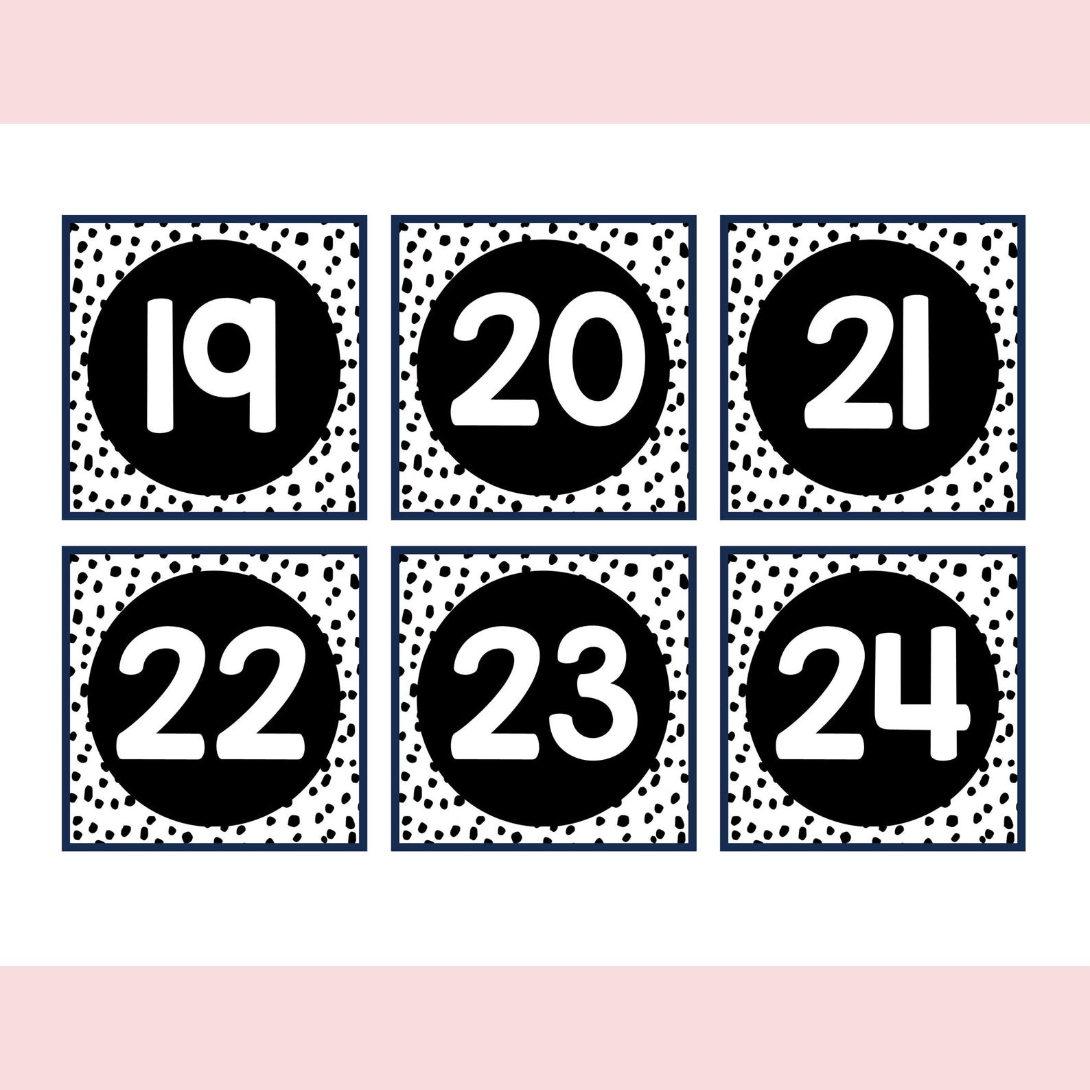 Printable Black and White Number Labels, Classroom Calendar Numbers ...