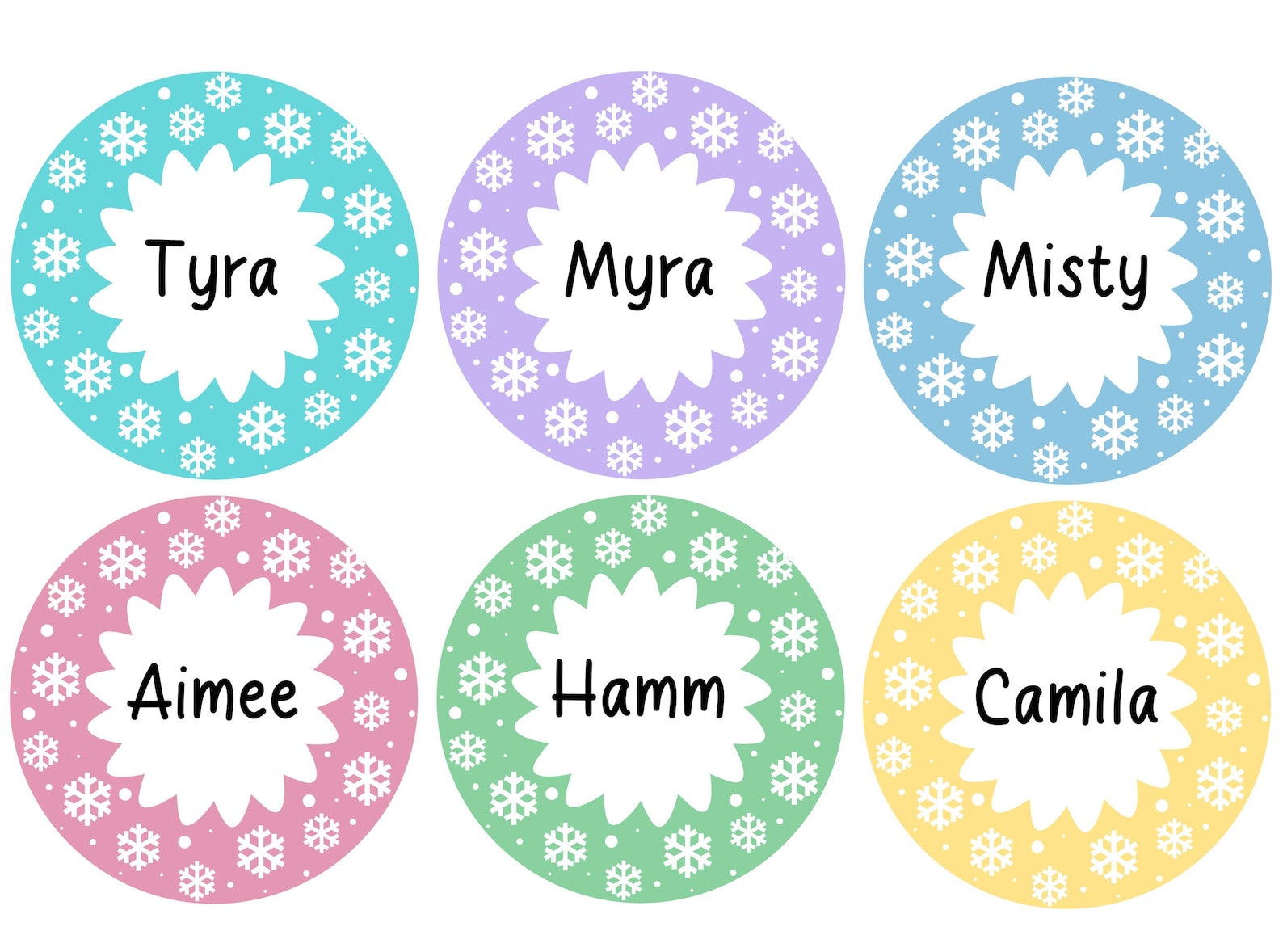 Winter Student Name Tags, Printable Snowflakes Name Labels, Cubby ...