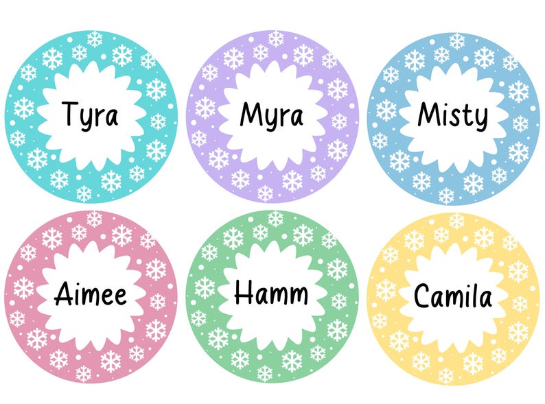 Winter Student Name Tags, Printable Snowflakes Name Labels, Cubby ...
