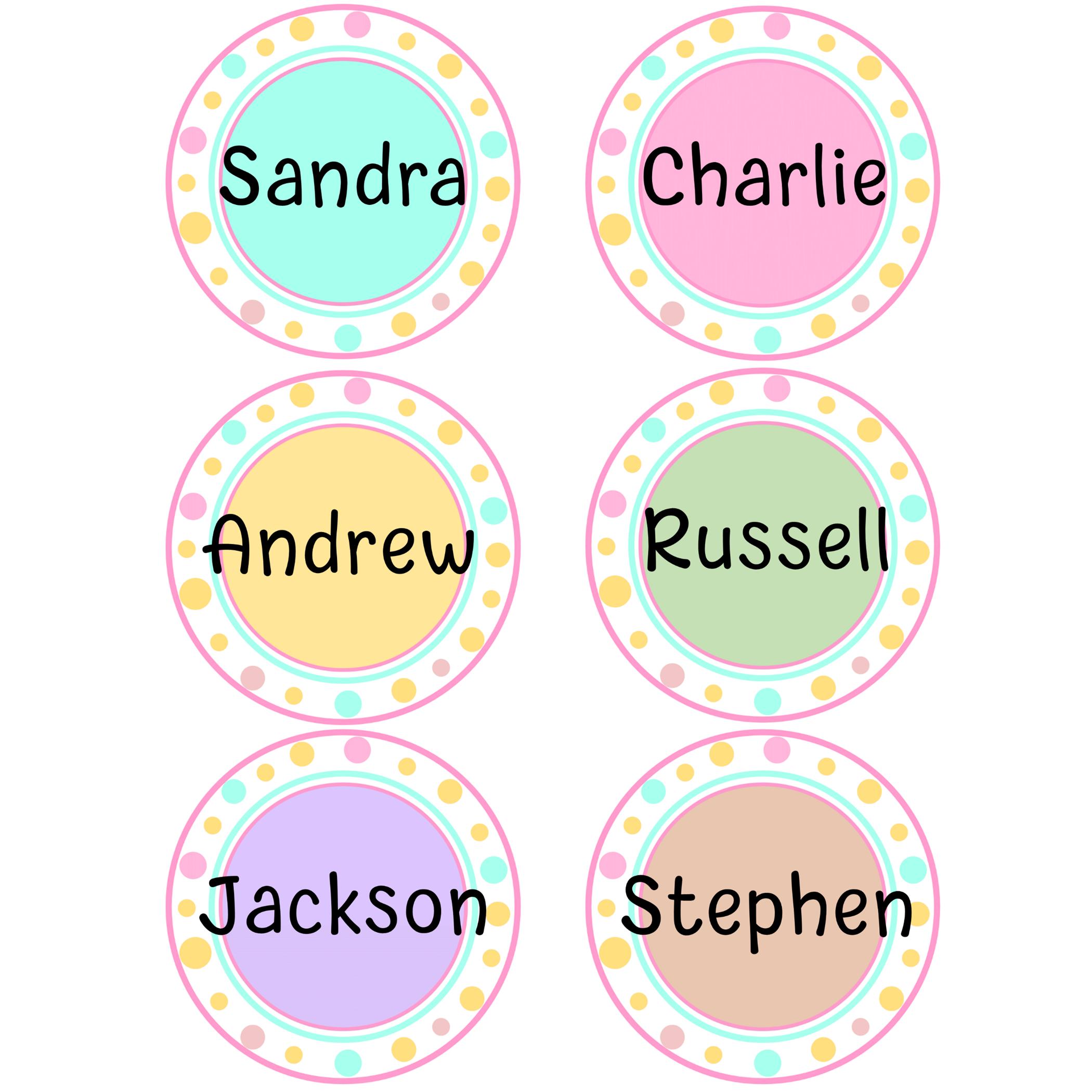 Back to School Pastel Polka Dots Student Nametags, Name Tents, Locker ...