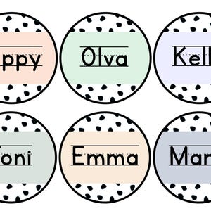 Printable Spotty Student Name Tags Printable, Editable Circular Name ...