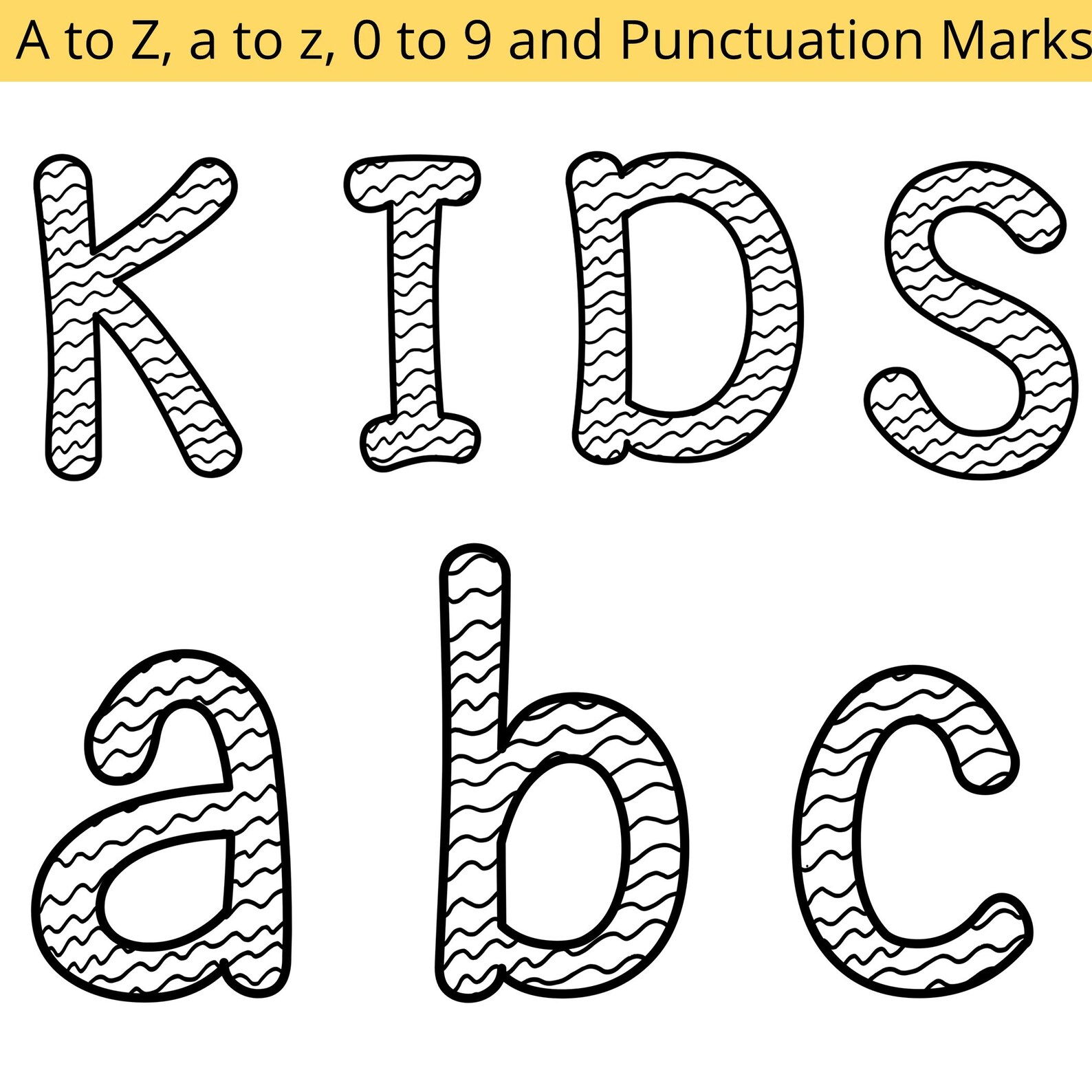Printable Black and White Wavy Bulletin Boards Alphabet Letters for ...