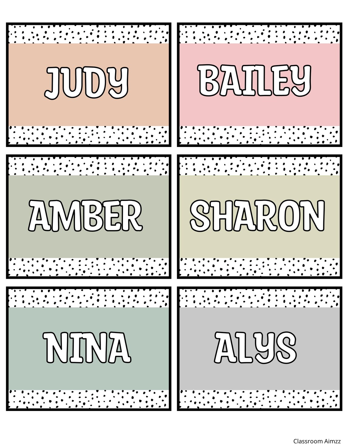 Printable Spotty Name Labels, Back to School Nametags, Boho Spotty ...