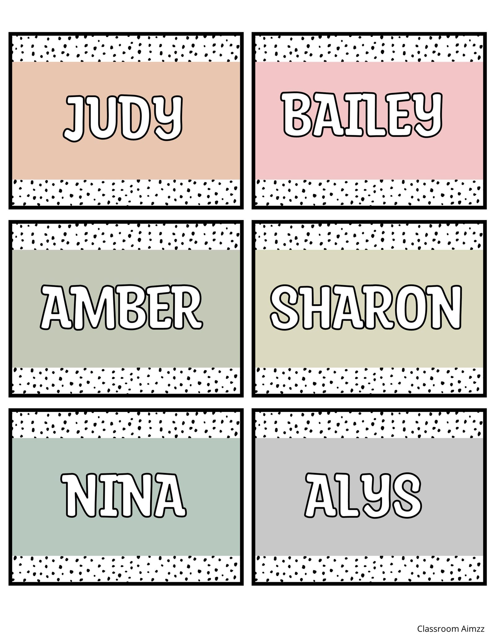 Printable Spotty Name Labels, Back to School Nametags, Boho Spotty ...