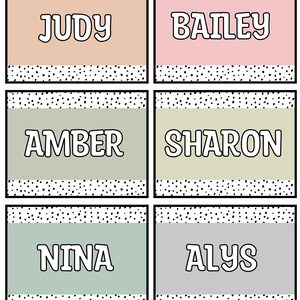 Printable Spotty Name Labels, Back to School Nametags, Boho Spotty ...