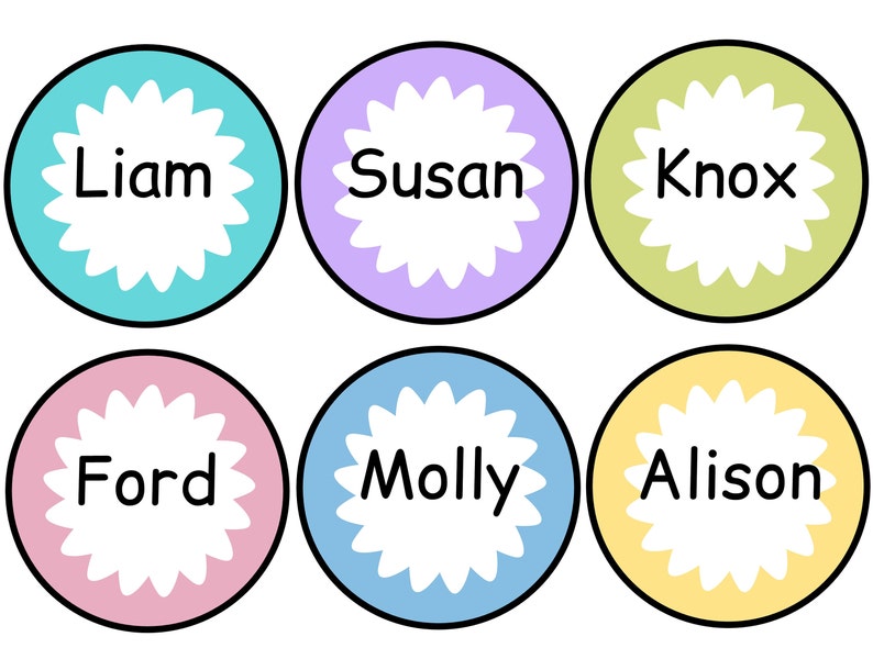 Back to School Student Name Tags, Vibrant Classroom Labels, Round Name ...