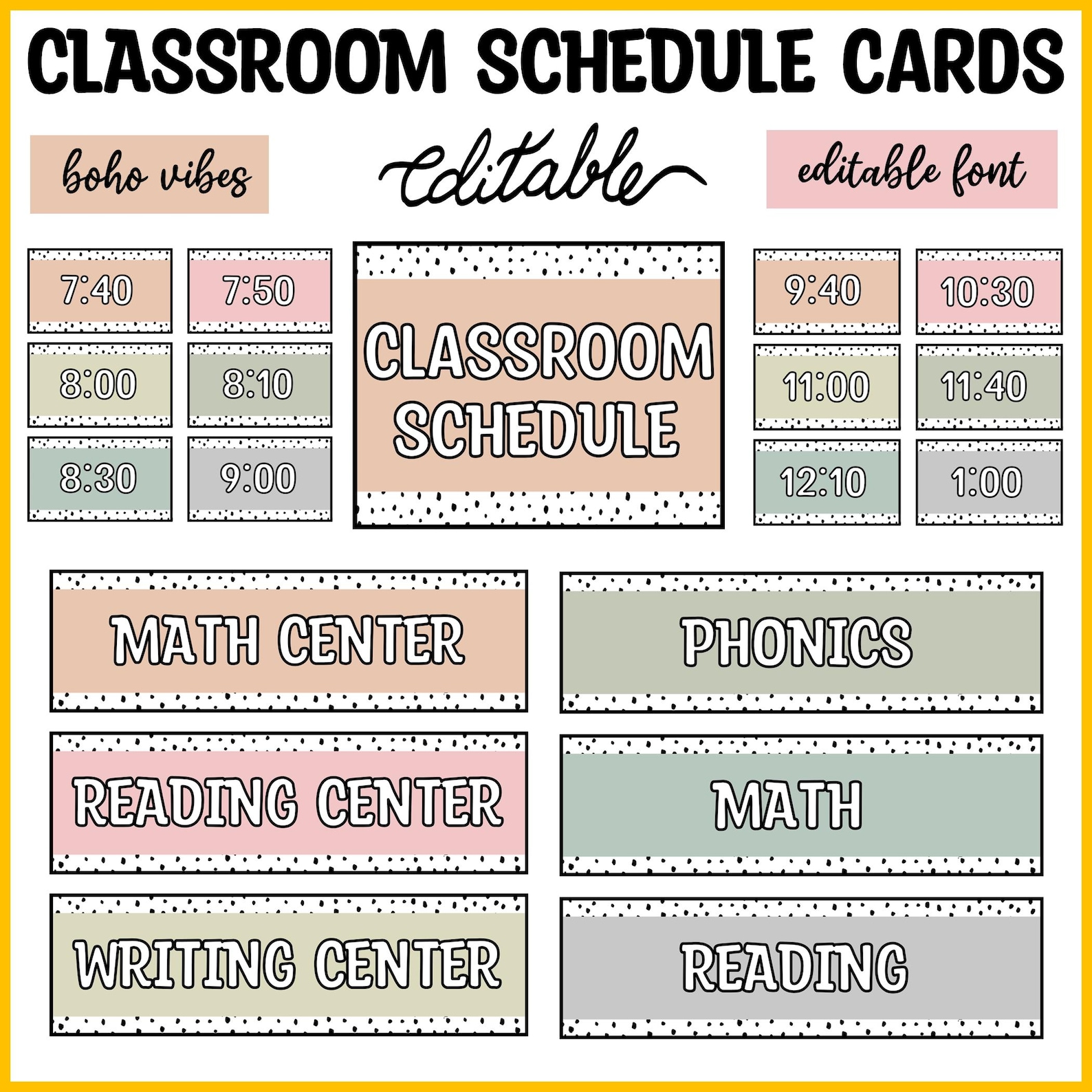 Printable Boho Neutral Classroom Schedule, Editable Classroom Schedule ...