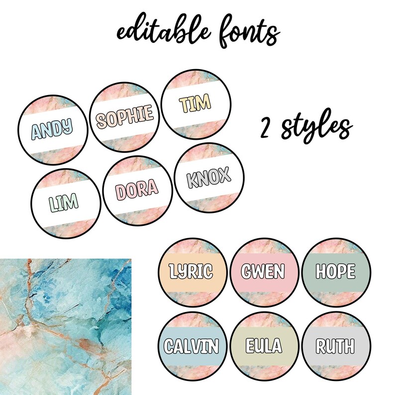 Printable Bright Student Name Labels, Editable Round Student Name Signs ...