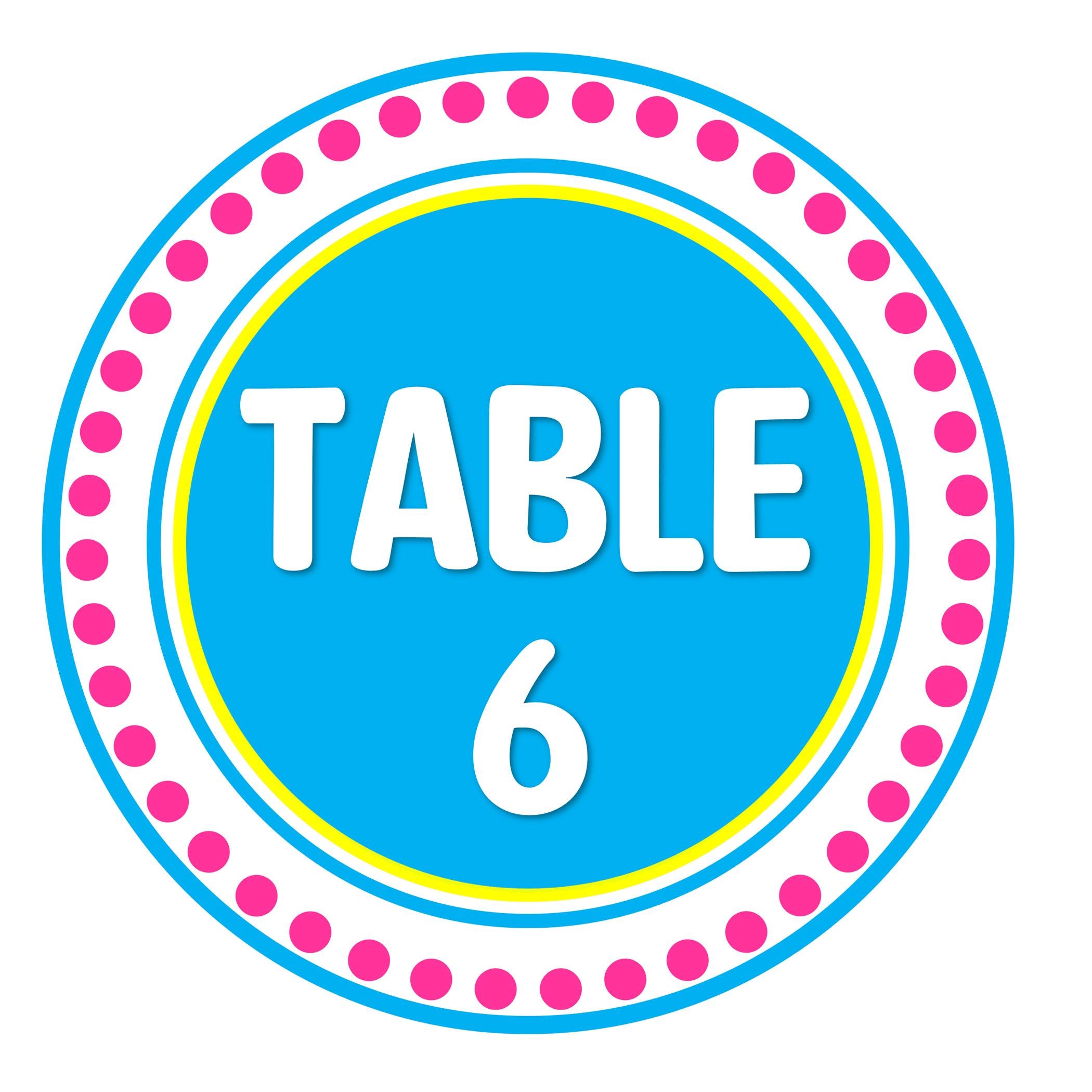 Printable Back to School Bright Table, Team and Group Numbers ...