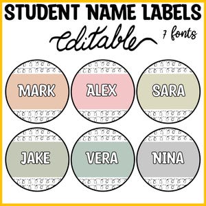 Printable Boho Neutral Spotty Student Name Labels, Cubby Labels ...