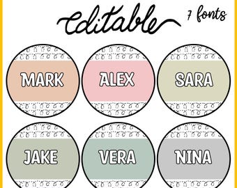 Printable Boho Spotty Student Name Labels, Classroom Labels, Nursery ...