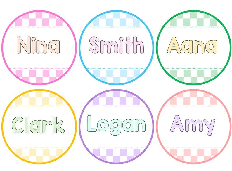 Printable Pastel Student Name Tags, Round Daycare Labels, Circle Cubby ...