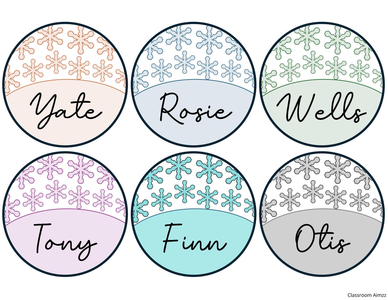 Winter Student Name Tags, Printable Snowflakes Name Labels, Cubby ...