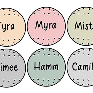 Printable Boho Neutral Student Name Labels, Editable Round Student Name ...