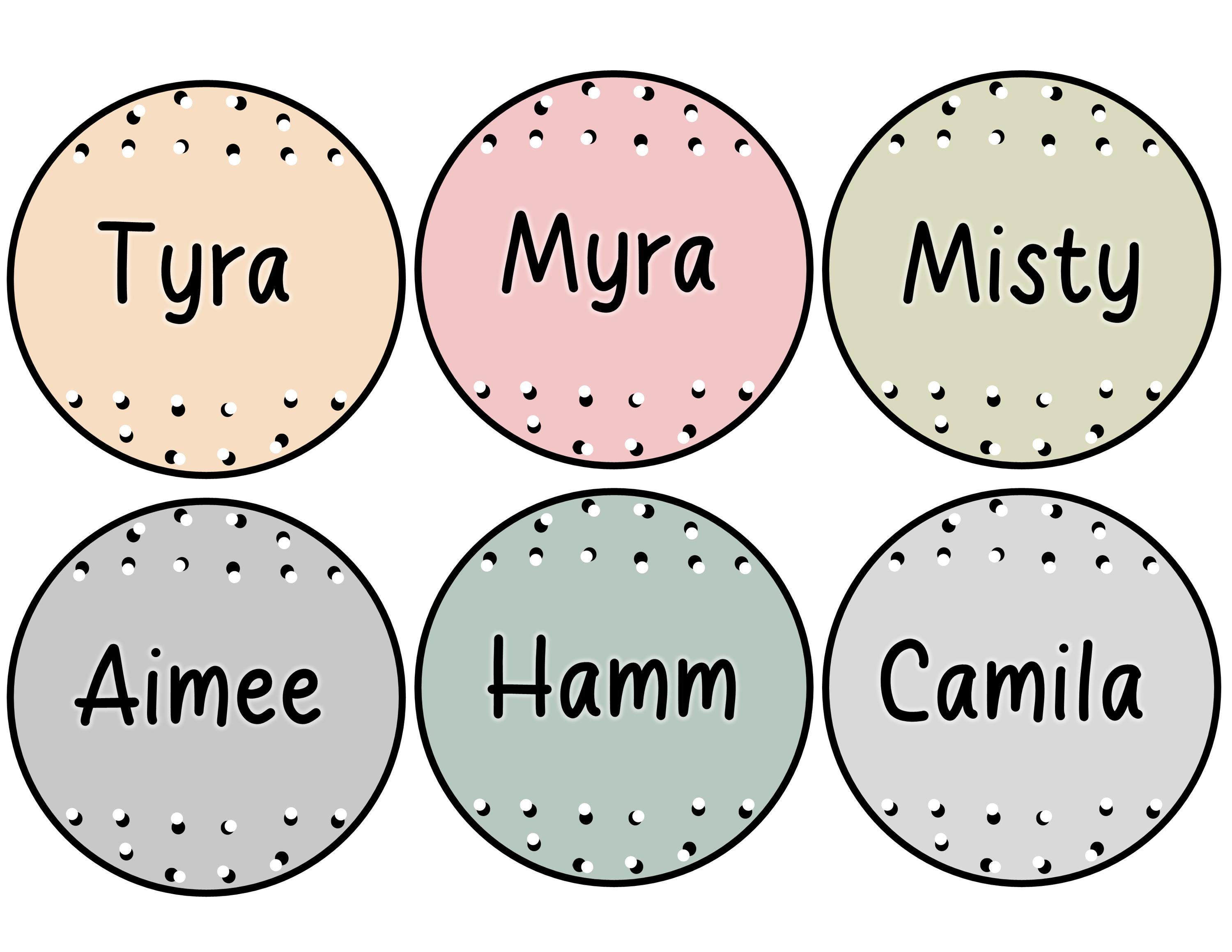 Printable Boho Neutral Student Name Labels, Editable Round Student Name ...