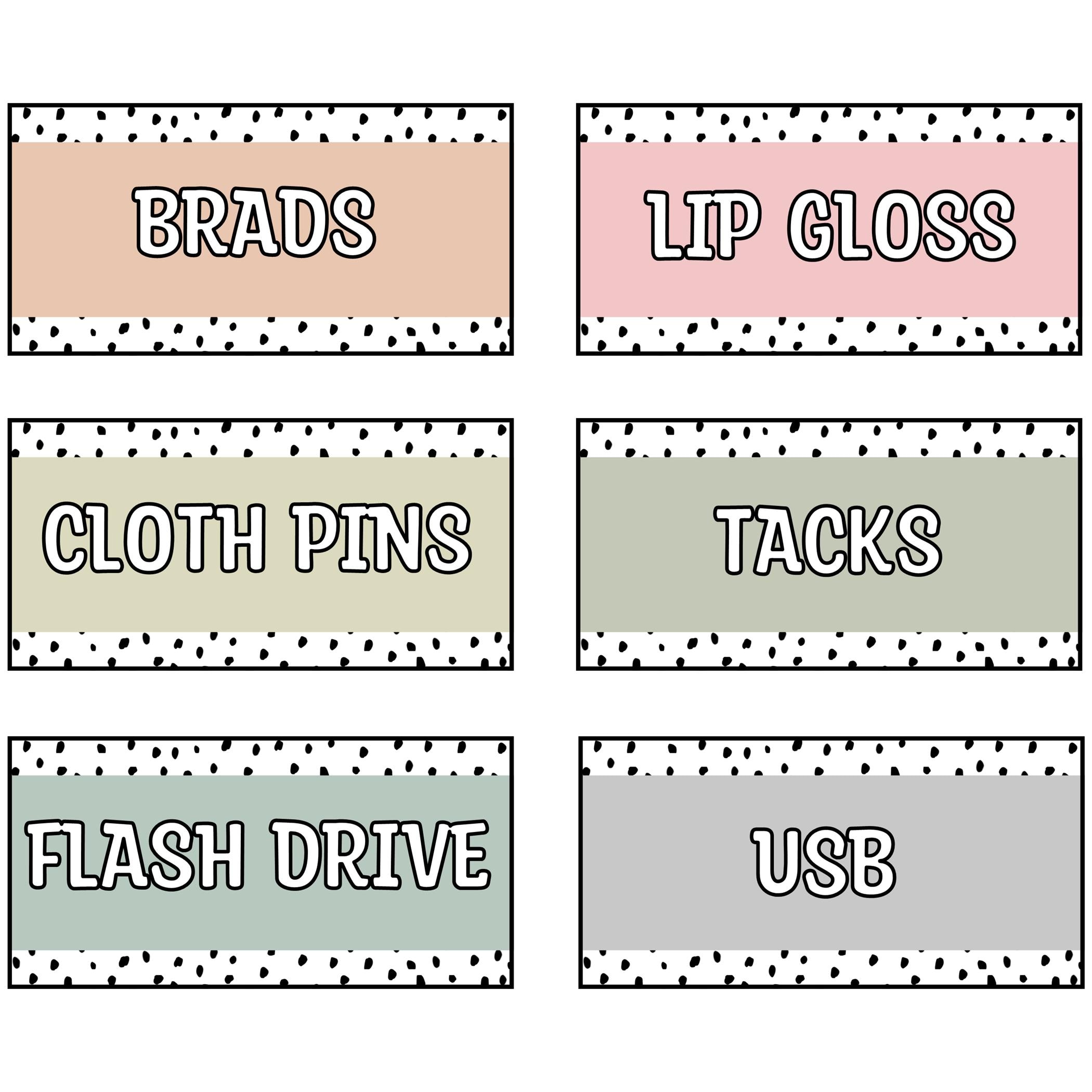 Back to School Printable Spotty Teacher Toolbox Labels, Boho Neutral ...