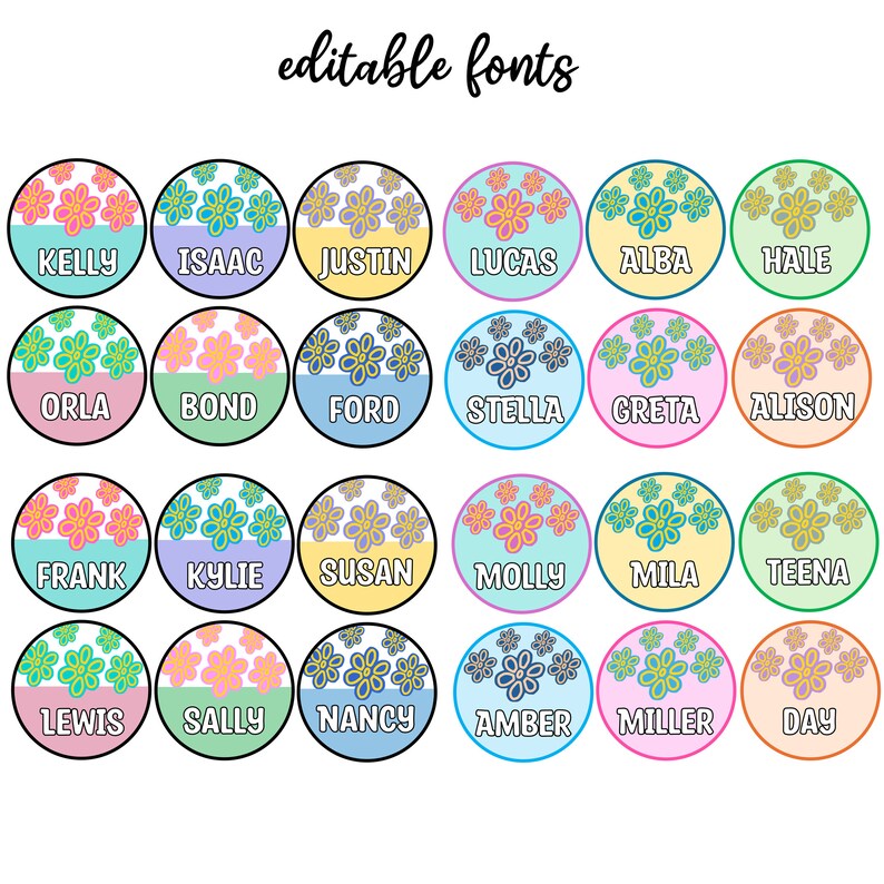 Printable Flowers Classroom Labels,round Floral Classroom Labels ...
