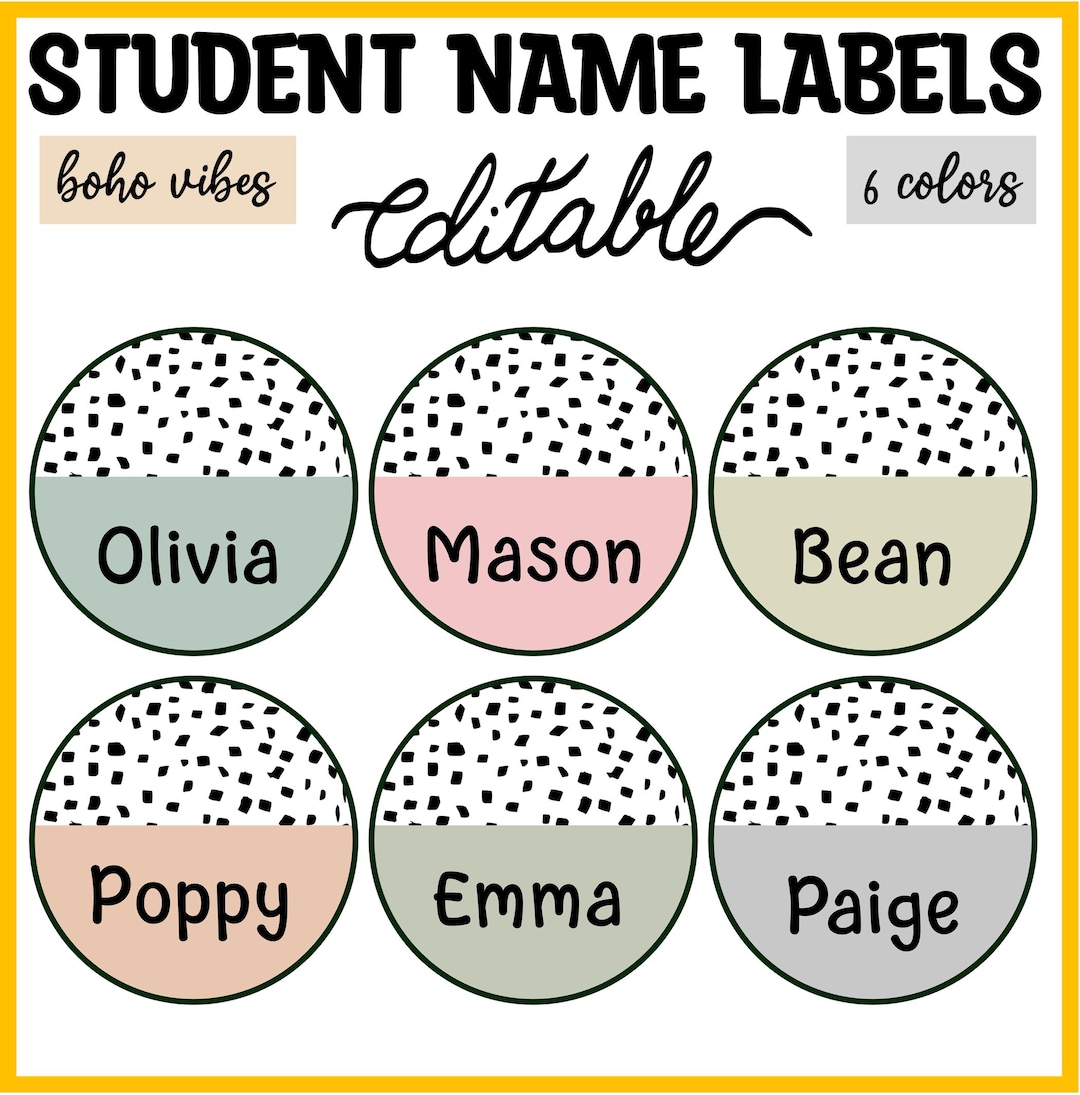 Back to School Printable Spring Floral Student Name Tags, Bright ...