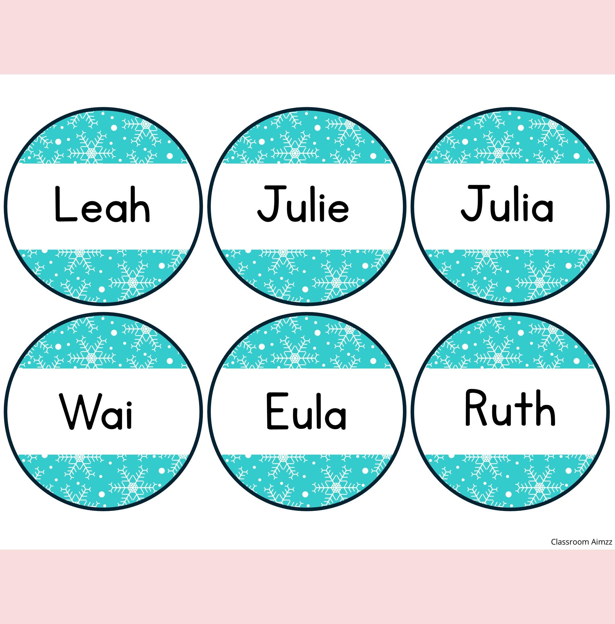 Printable Winter Colorful Snowflakes Student Name Labels, Book Bin Tags ...