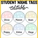 Printable Boho Dotty Floral Student Name Labels, Neutral Classroom ...