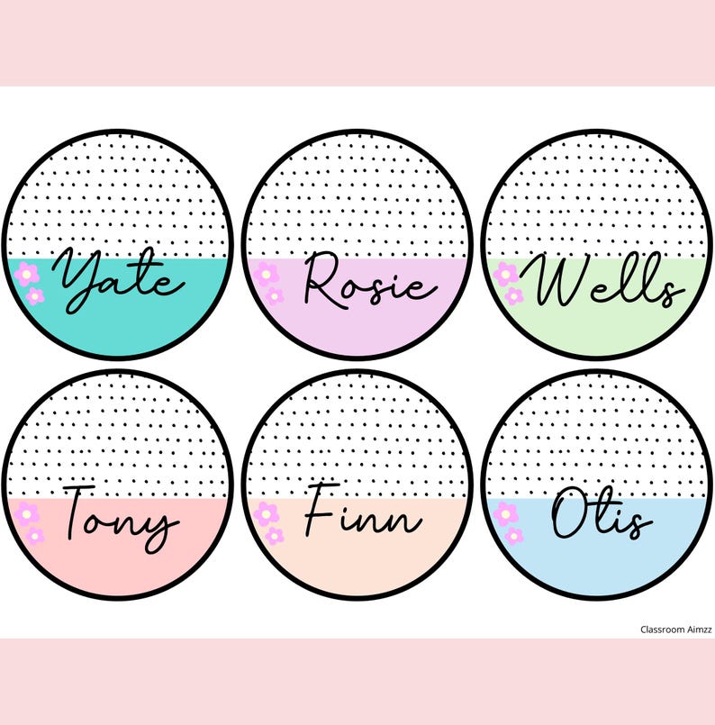 Printable Boho Neutral Spotty Student Name Plates, Name Cards, Cubby ...
