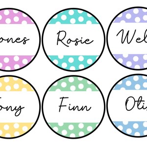 Back to School Round Name Tags, Printable Bright Student Name Tags ...