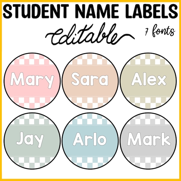 Printable Round Boho Spotty Name Tags, Circular Name Tags, Cubbies ...