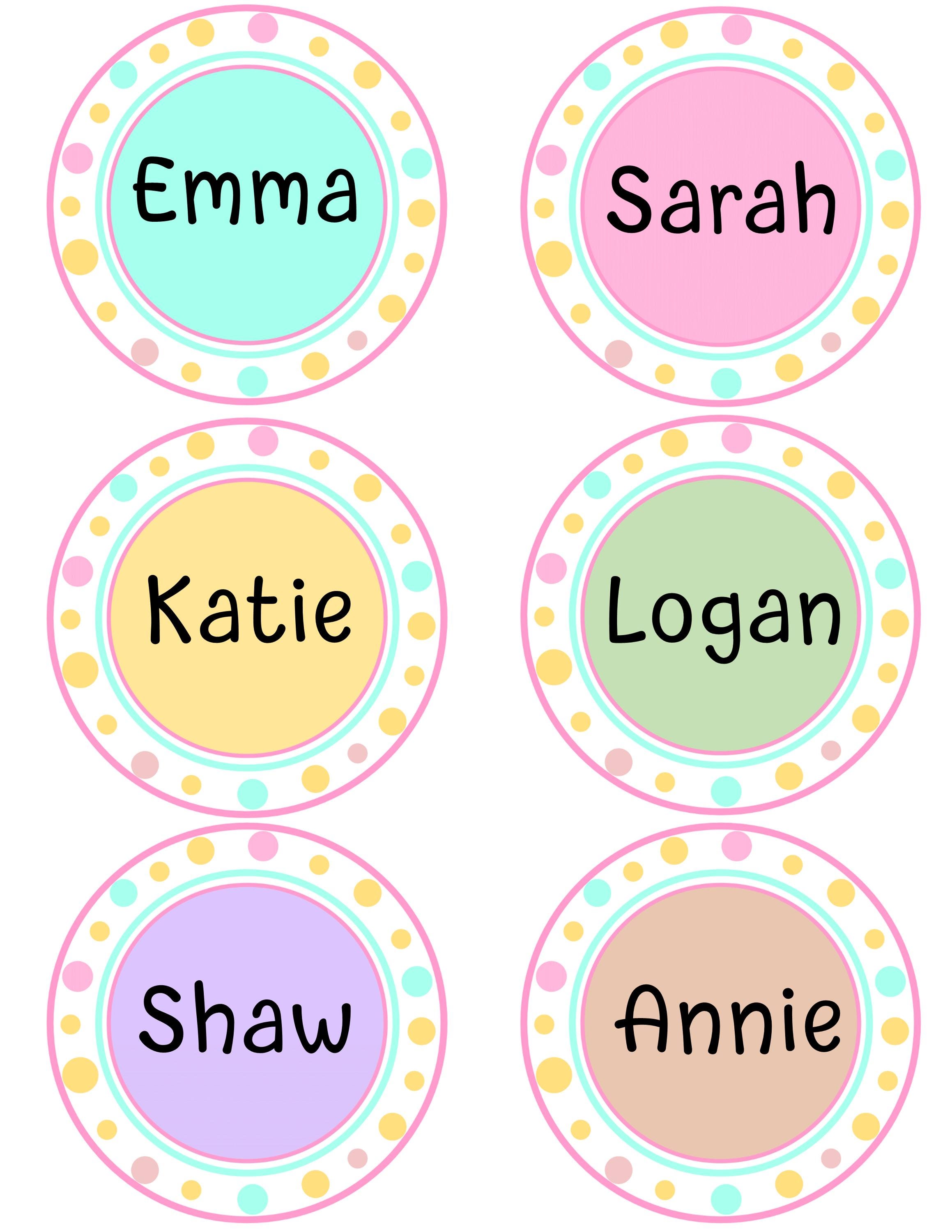 Back to School Pastel Polka Dots Student Nametags, Name Tents, Locker ...