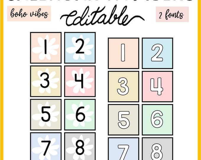 Printable Boho Number Labels, Classroom Organization (PDF & PPTX ...
