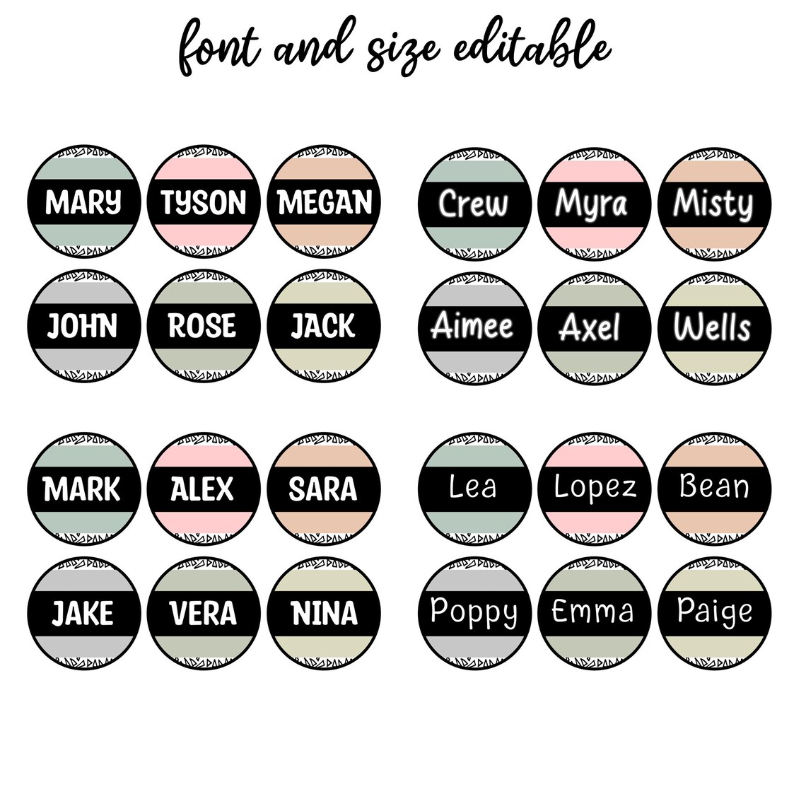 Printable Boho Student Name Labels, Editable Cubby Labels, Circle ...