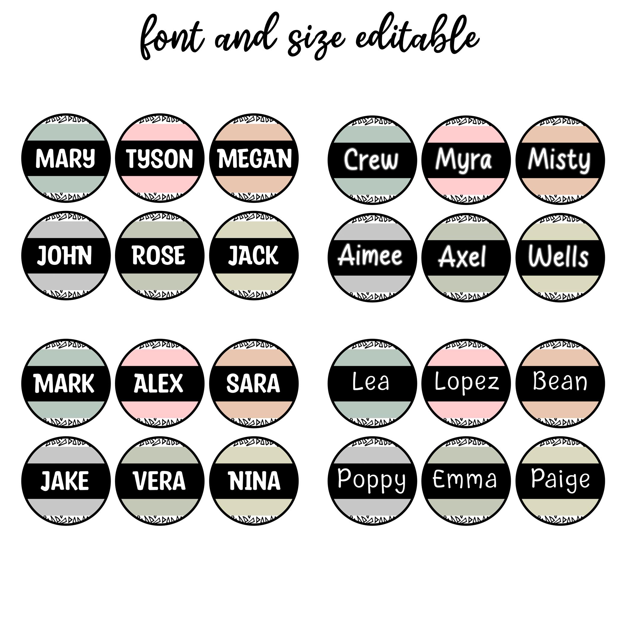 Printable Boho Student Name Labels, Editable Cubby Labels, Circle ...