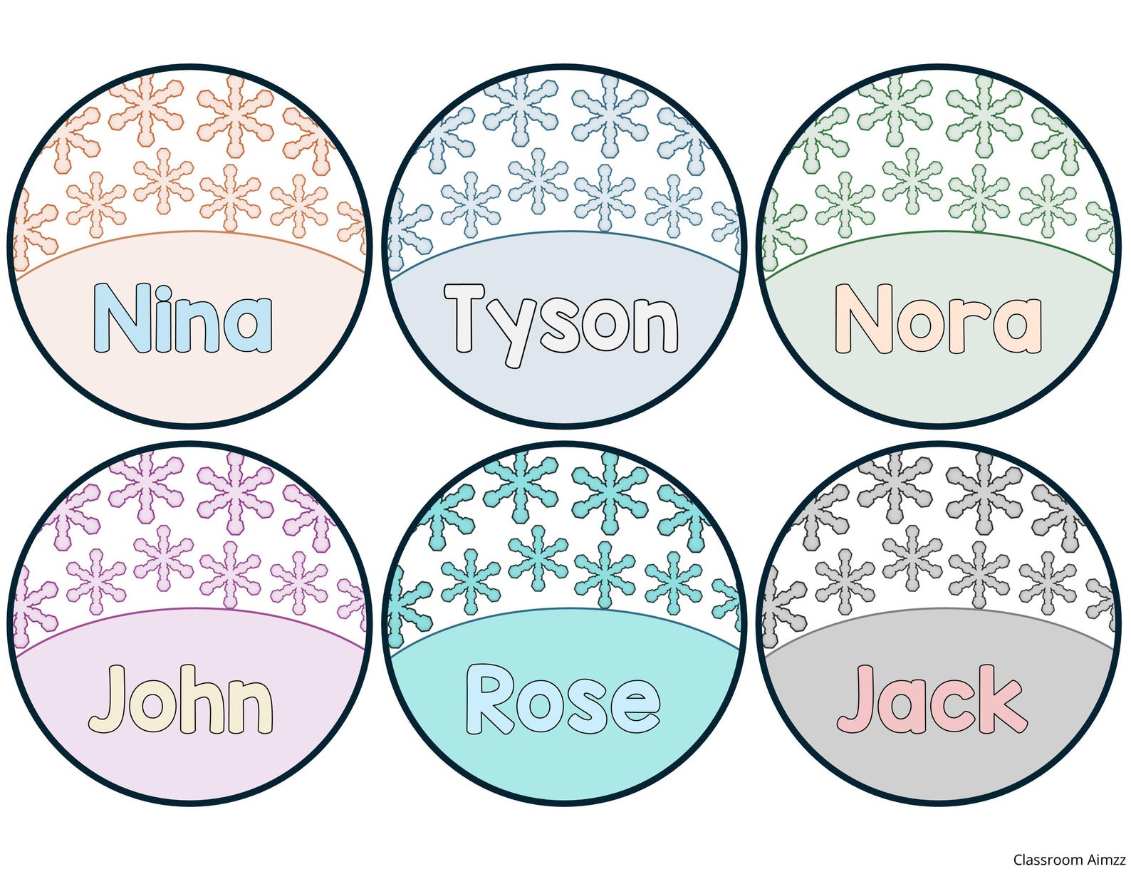 Winter Student Name Tags, Printable Snowflakes Name Labels, Cubby ...