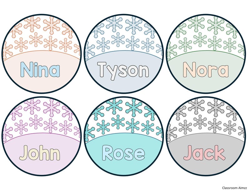 Winter Student Name Tags, Printable Snowflakes Name Labels, Cubby ...