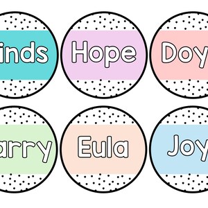 Printable Bright Colors Spotty Student Name Tags, Editable Circular ...