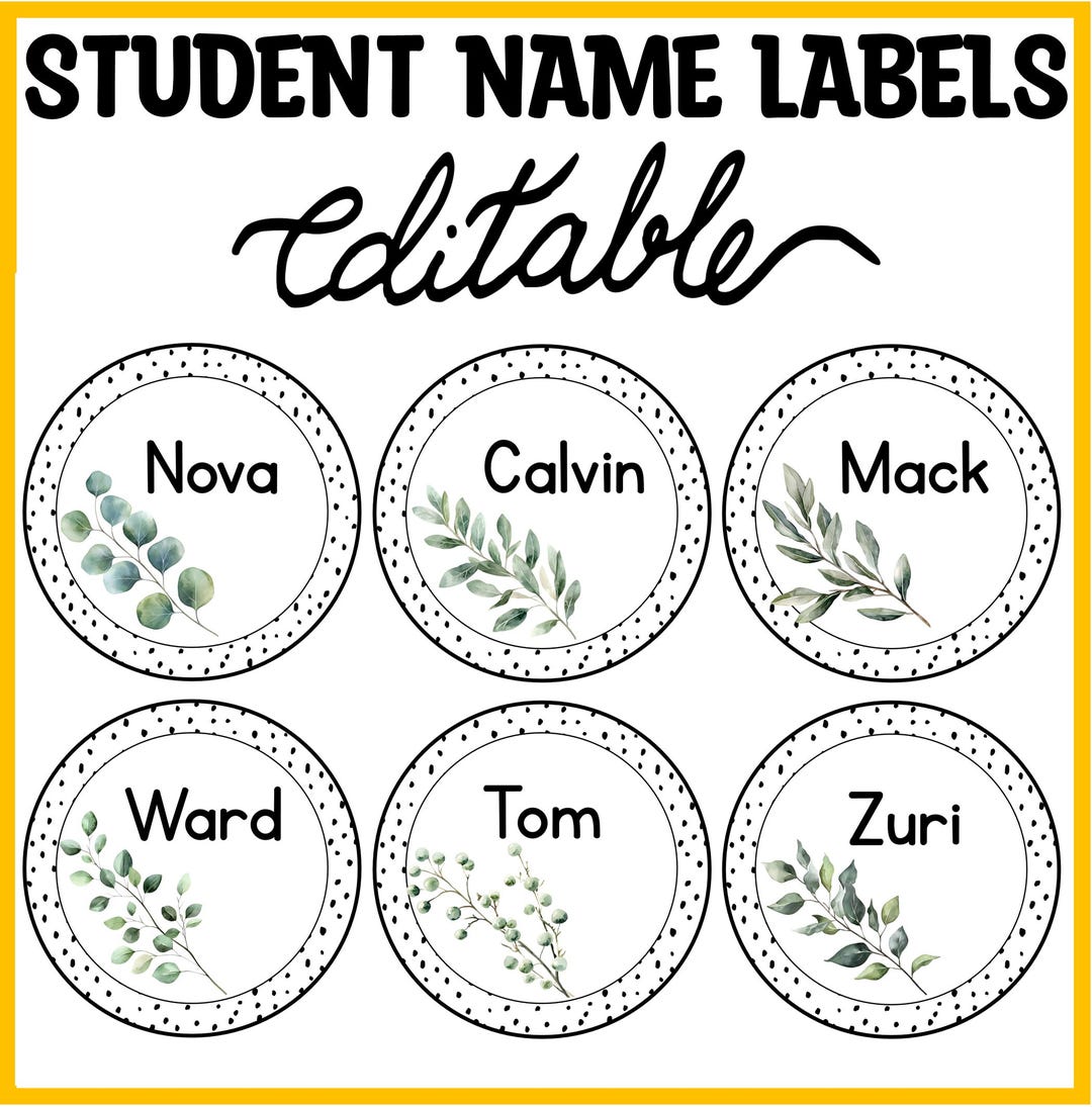 Spring Spotty Botanical Student Name Plates, Spotty Leaves Theme ...