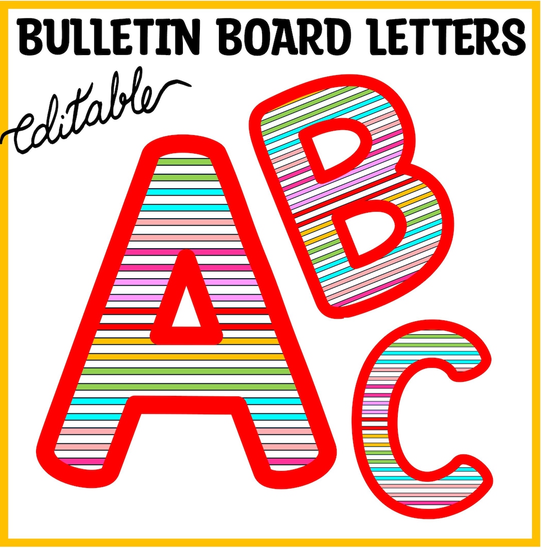 Printable Bright Bulletin Board Letters, Editable Alphabet Letters ...