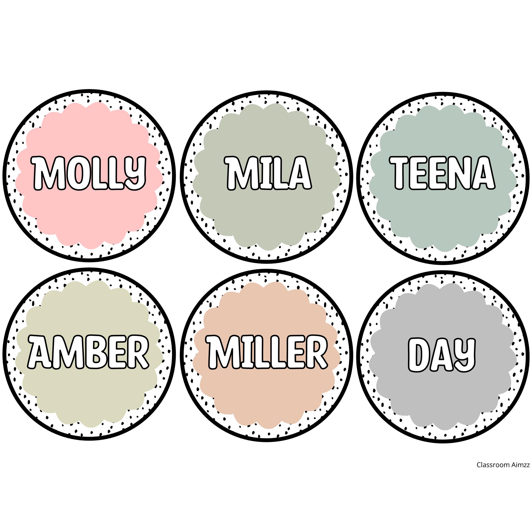 Back to School Printable Boho Neutral Spotty Student Name Labels, Cubby ...