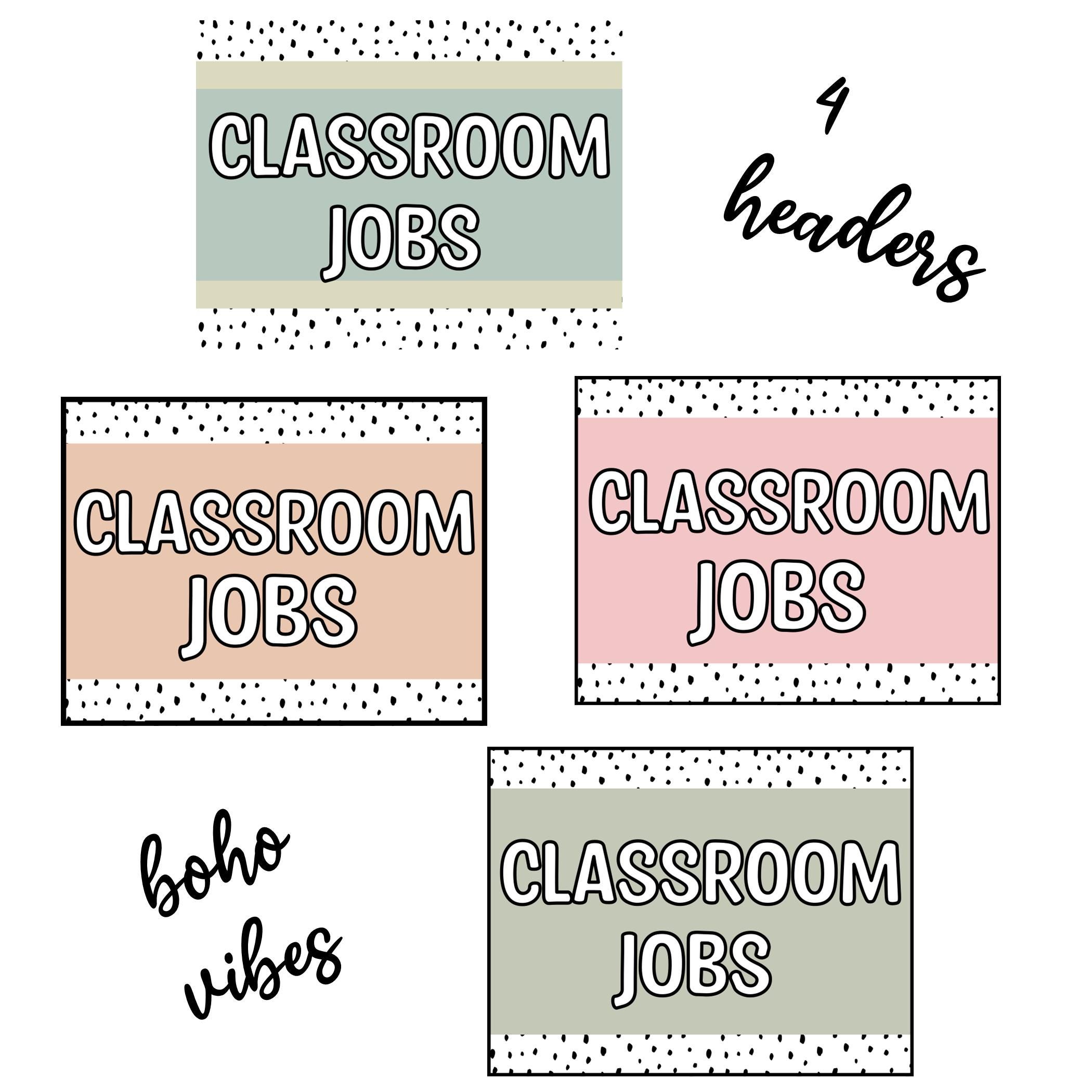 Back to School Printable Boho Neutral Spotty Classroom Jobs Labels ...