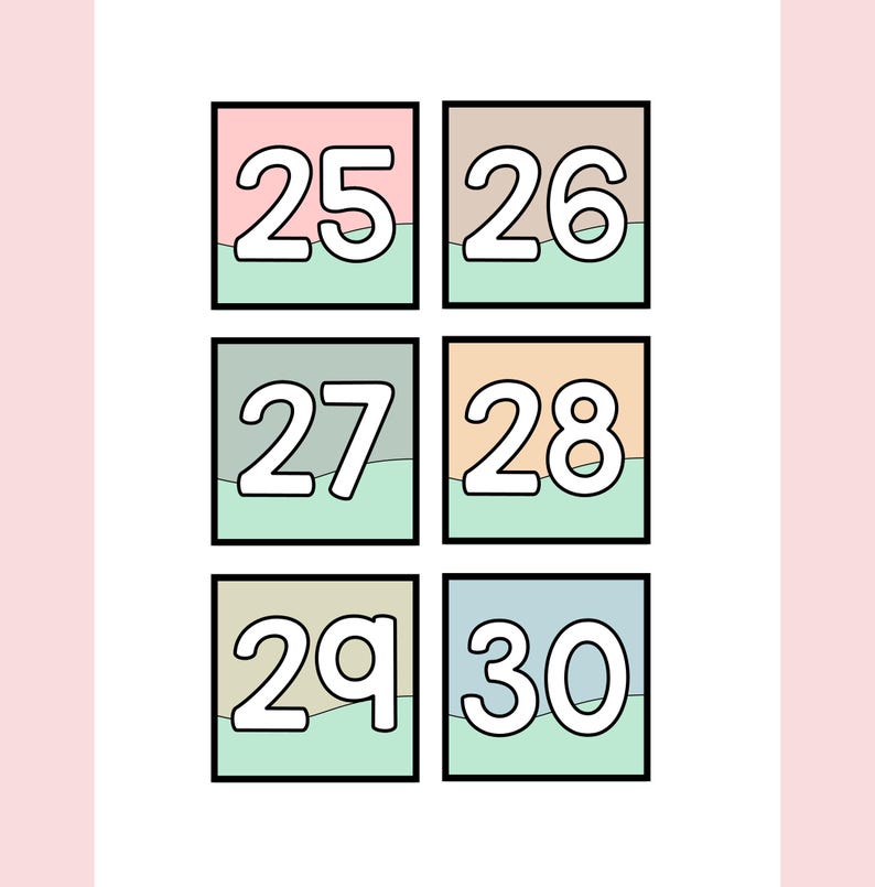 Printable Calendar Numbers, Number Labels, Number Spots, Number Tags ...