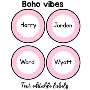 Printable Pink Student Name Labels, Circle Name Plates, Cubby Tags ...